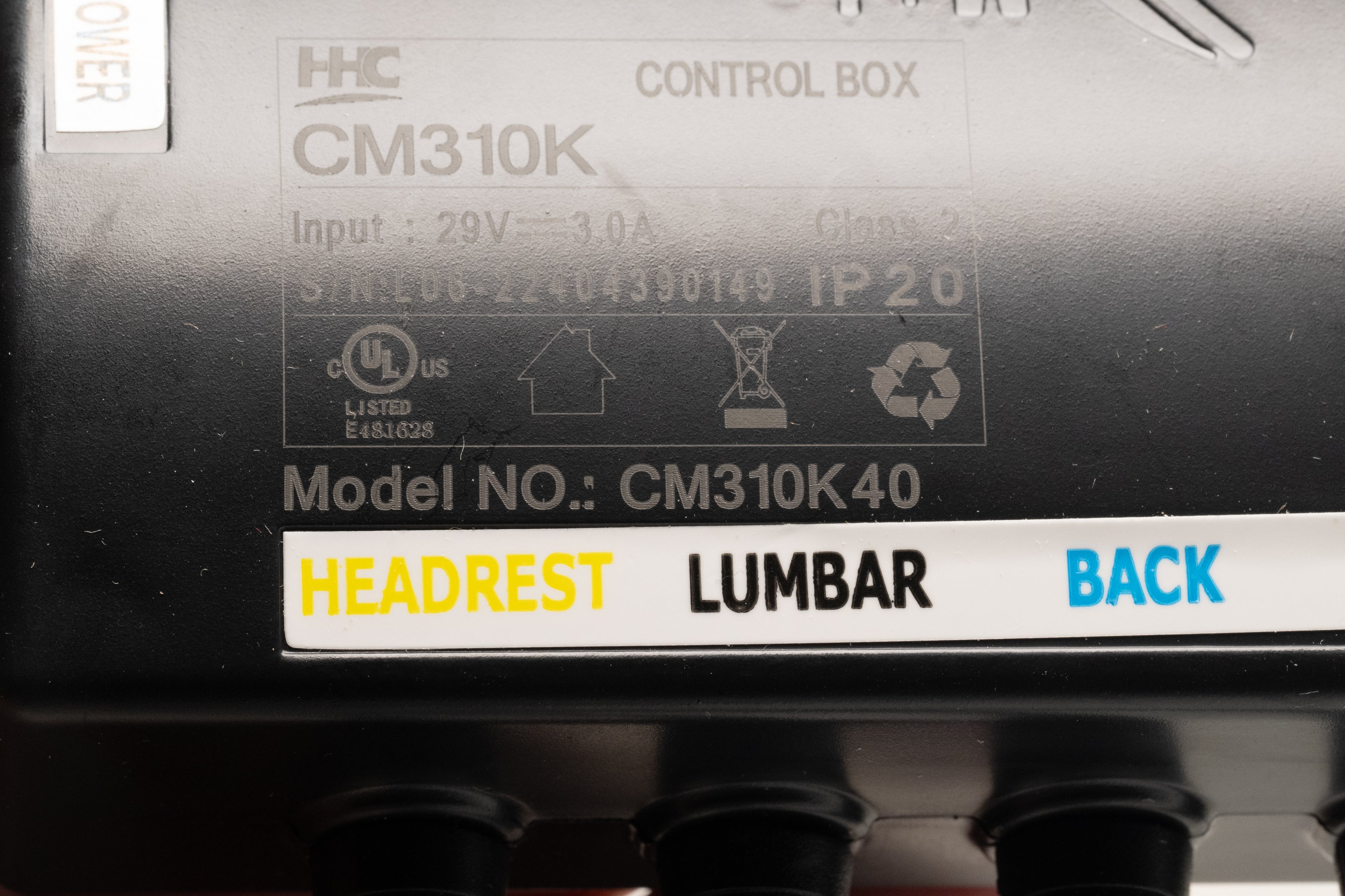 HHC & MOTOMOTION Model: CM310K40 Junction Box for Massage Seat System ...